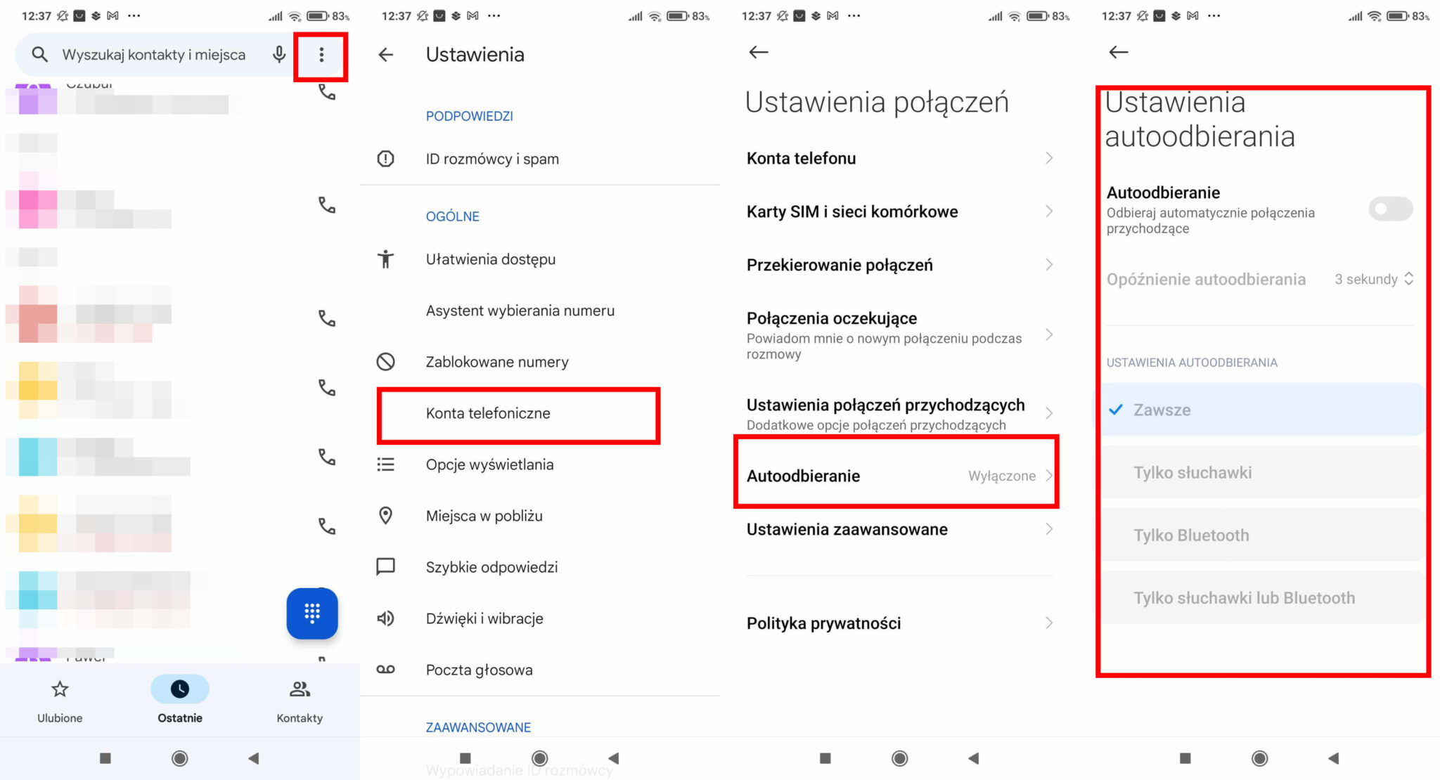 Automatyczne odbieranie połączeń - Telefon sam odbiera połączenia