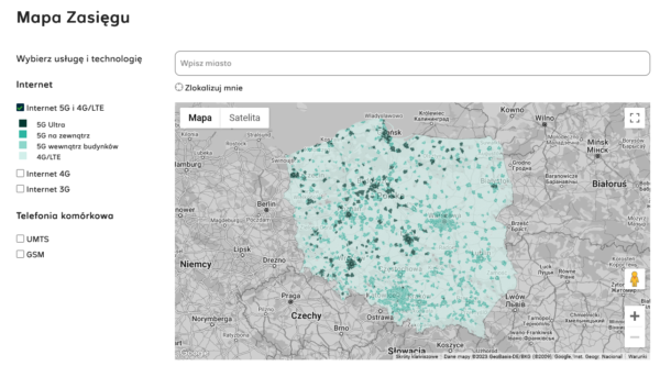 Mapa zasięgu Plus 5G / 4G LTE w Polsce - Smartopia