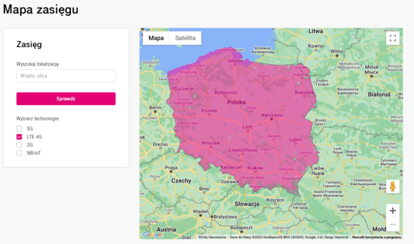 Mapa zasięgu T-Mobile 5G / 4G LTE w Polsce - Smartopia